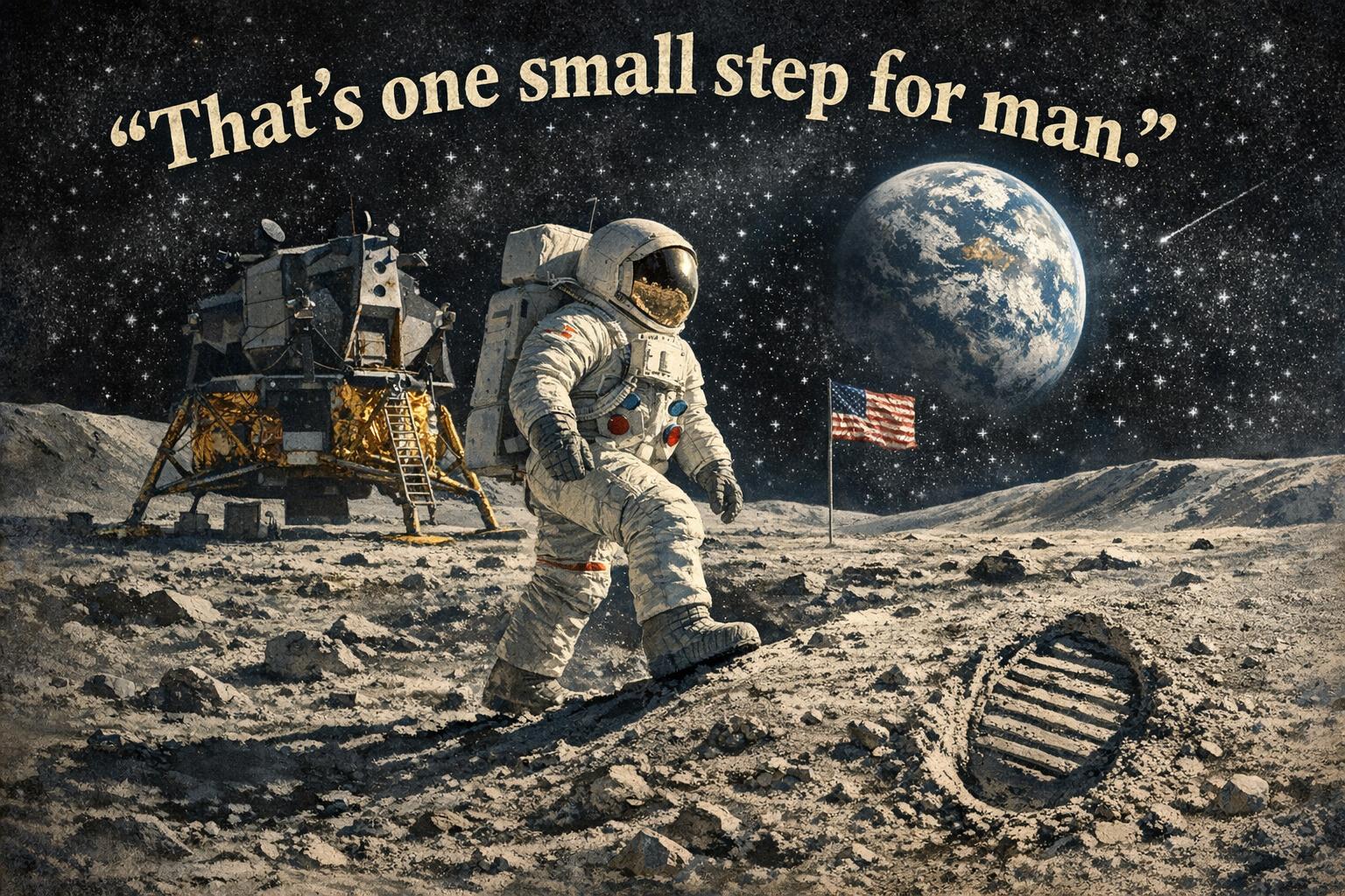 The phrase, "That's one small step for man."